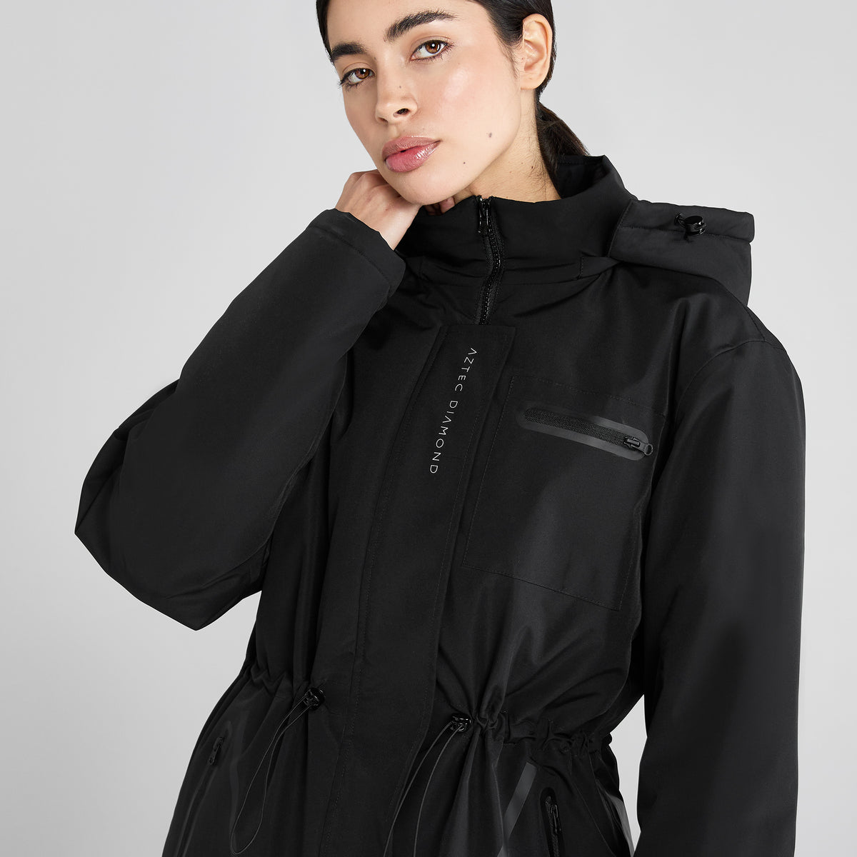 Aztec Diamond Black Fleece Lined Rain Jacket