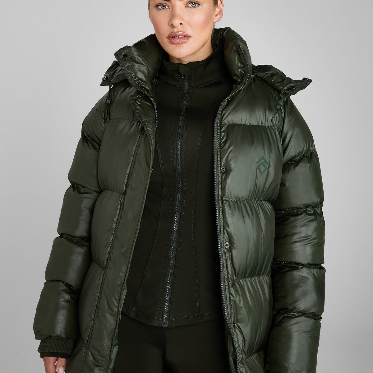 Forest Heavy Quilted Long Puffer – Aztec Diamond