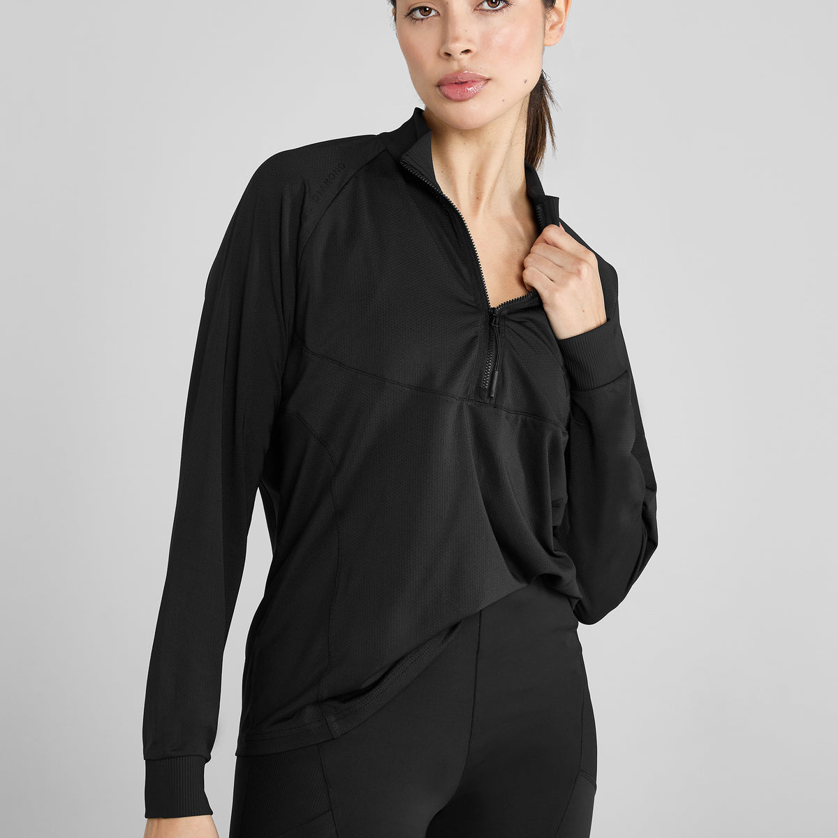Black Long Sleeve Mesh Shirt | Equestrian Riding Tops – Aztec Diamond