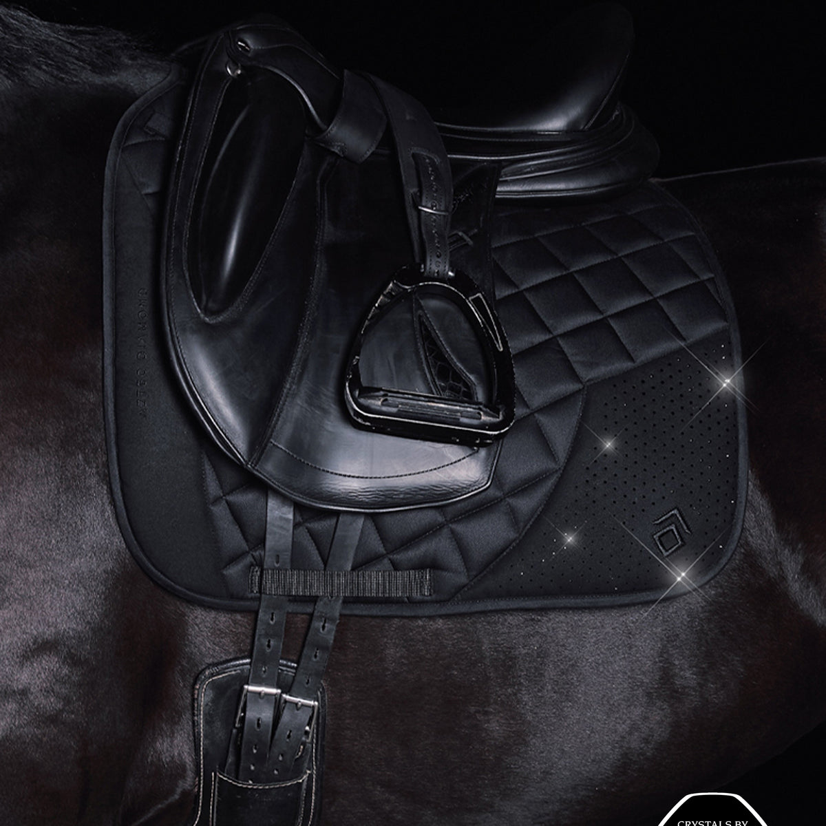 Black Nite Dressage Saddle Pad & Fly Veil Set – Aztec Diamond