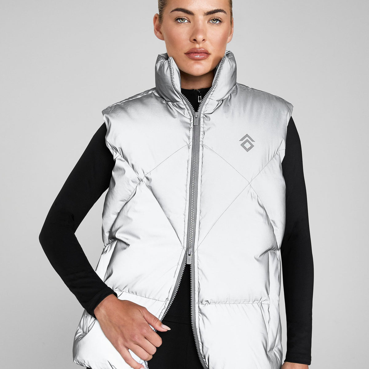 Reflective Puffer Gilet – Aztec Diamond